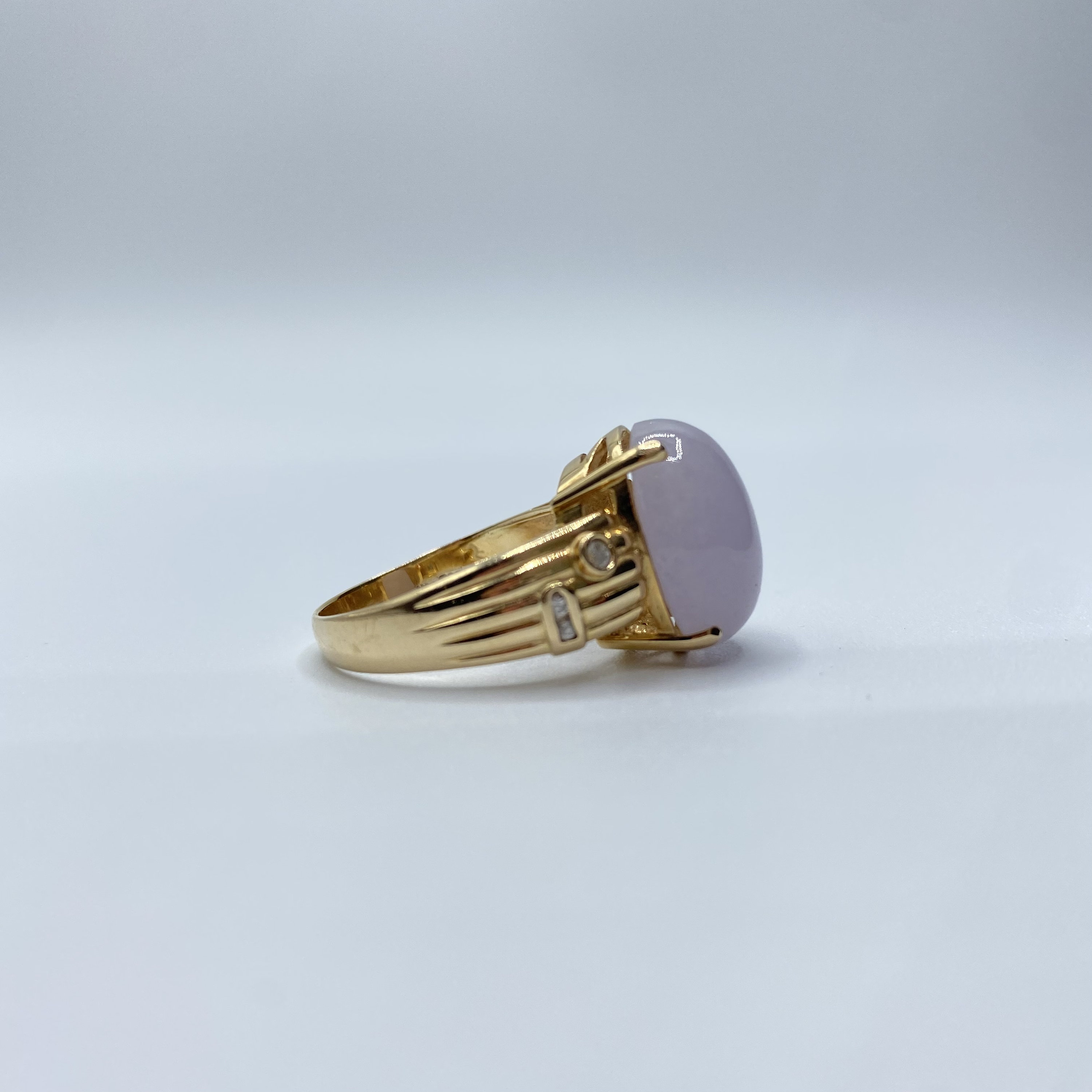 Vintage Light Lavender Jade Ring Diamond Accent 14K Yellow - Etsy