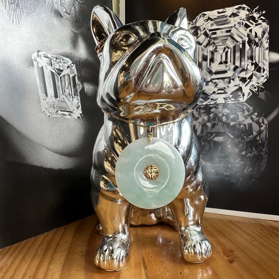 Translucent Vintage 14k Jade Pi Donut Pendant | Light… - Gem