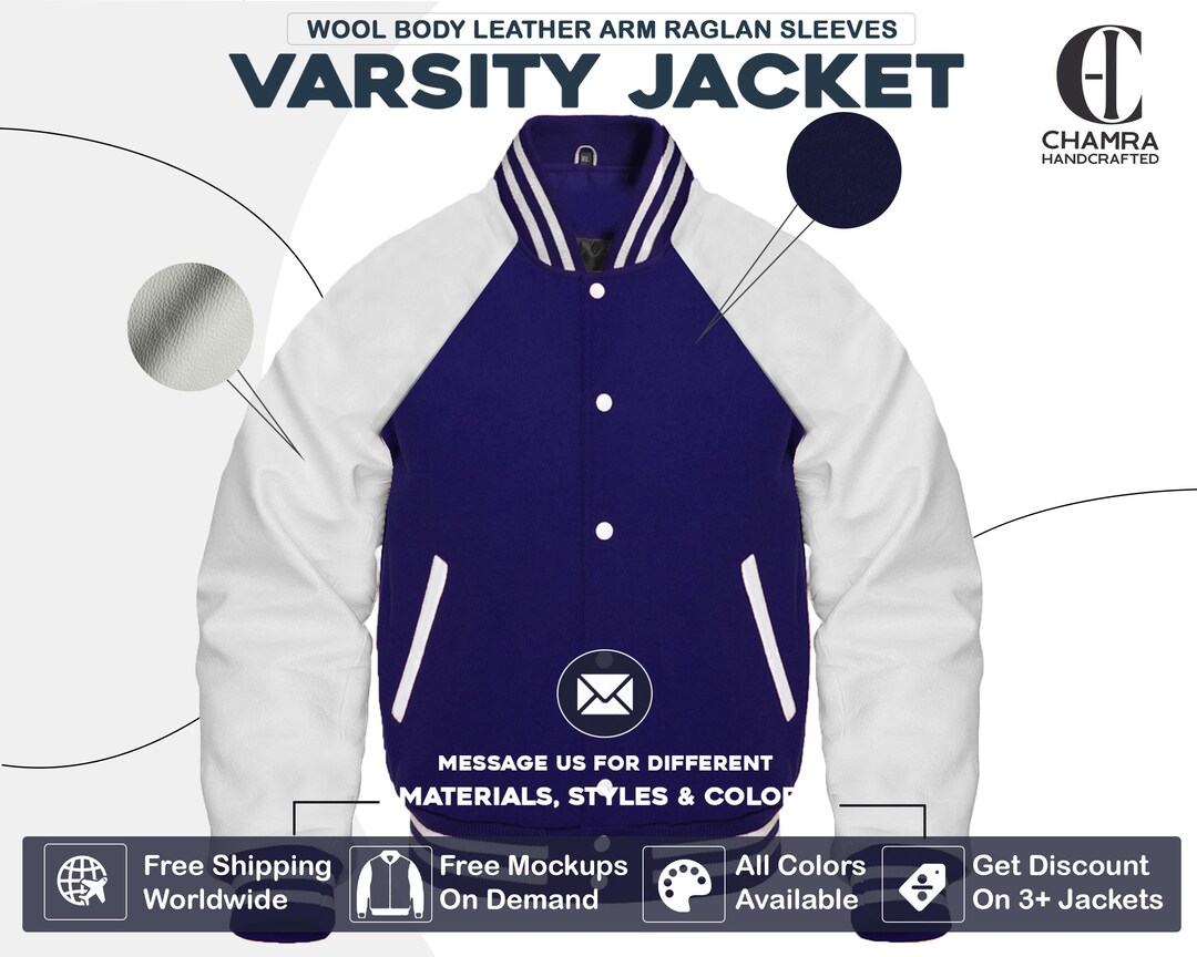 Letterman Varsity Jacket for Men Women & Kid Varsity Jacket Blue Wool ...