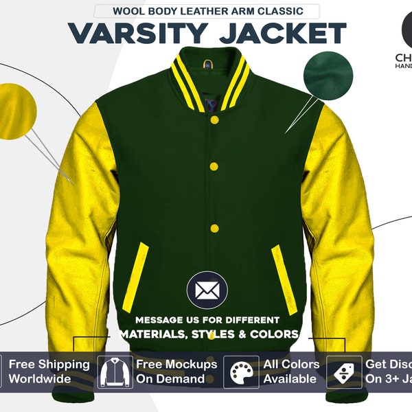 Green and Yellow Letterman Jacket - Etsy