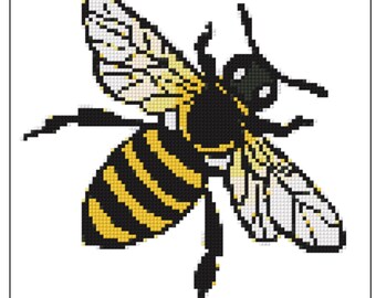 Cross Stitch Pattern Instruction Simple Bee Minimalistic Illustration ...