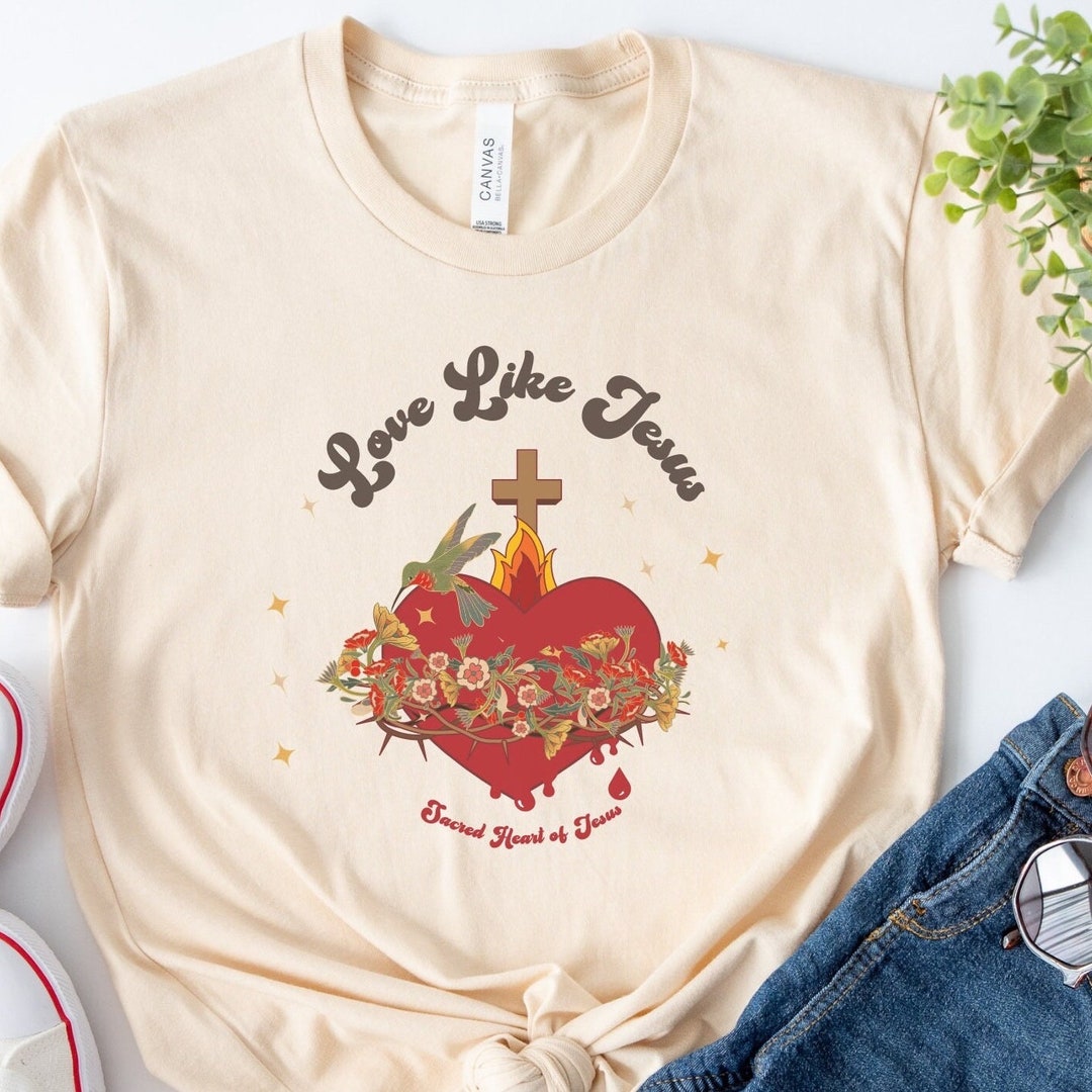 Retro Sacred Heart of Jesus T-shirt, Love Like Jesus Shirt, Vintage ...