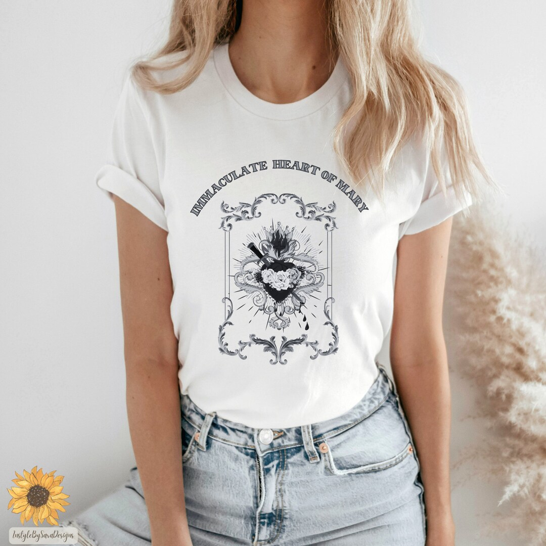 Immaculate Heart of Mary T Shirt, Blessed Virgin Mary T-shirt, Mother ...