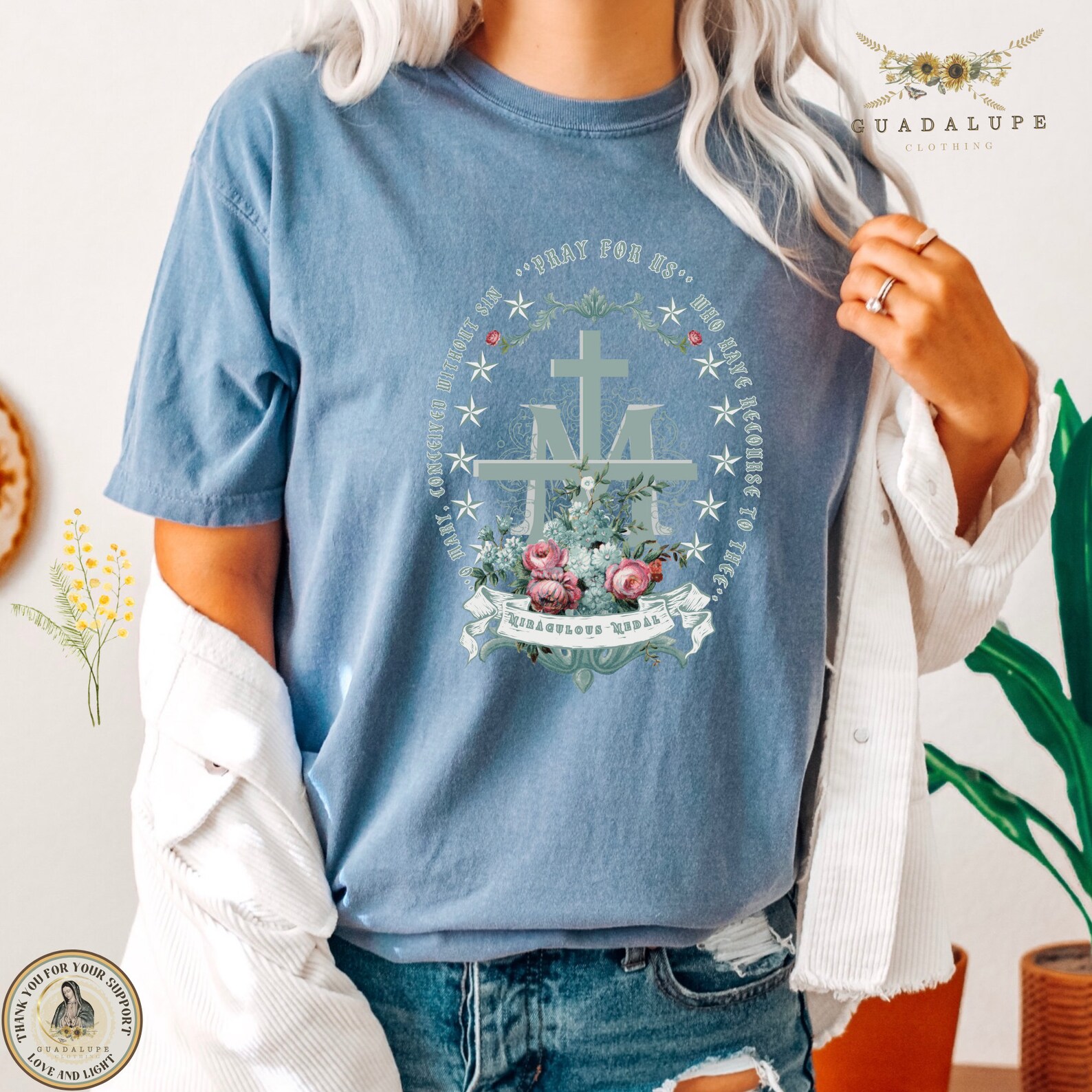 Miraculous Medal T-shirt, Virgin Mary T-shirt, Immaculate Conception ...