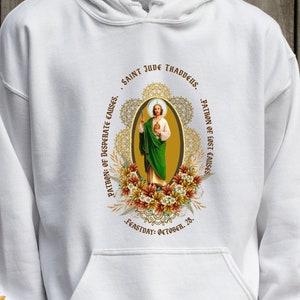 Plus Size Saint Jude Thaddeus Crewneck Hoodie, San Judas Taddeo Hoodie ...
