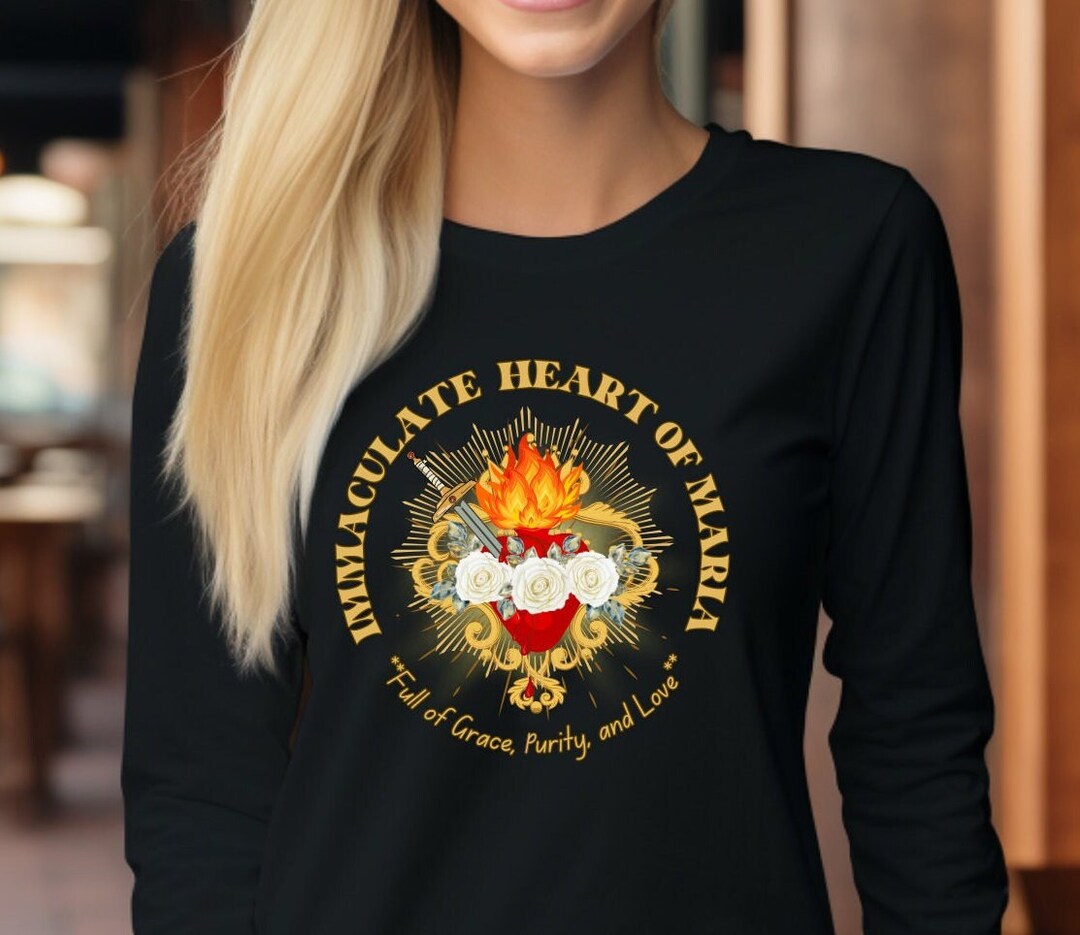 Immaculate Heart of Maria Long Sleeve T-shirt: Catholic Faith Gift - Etsy