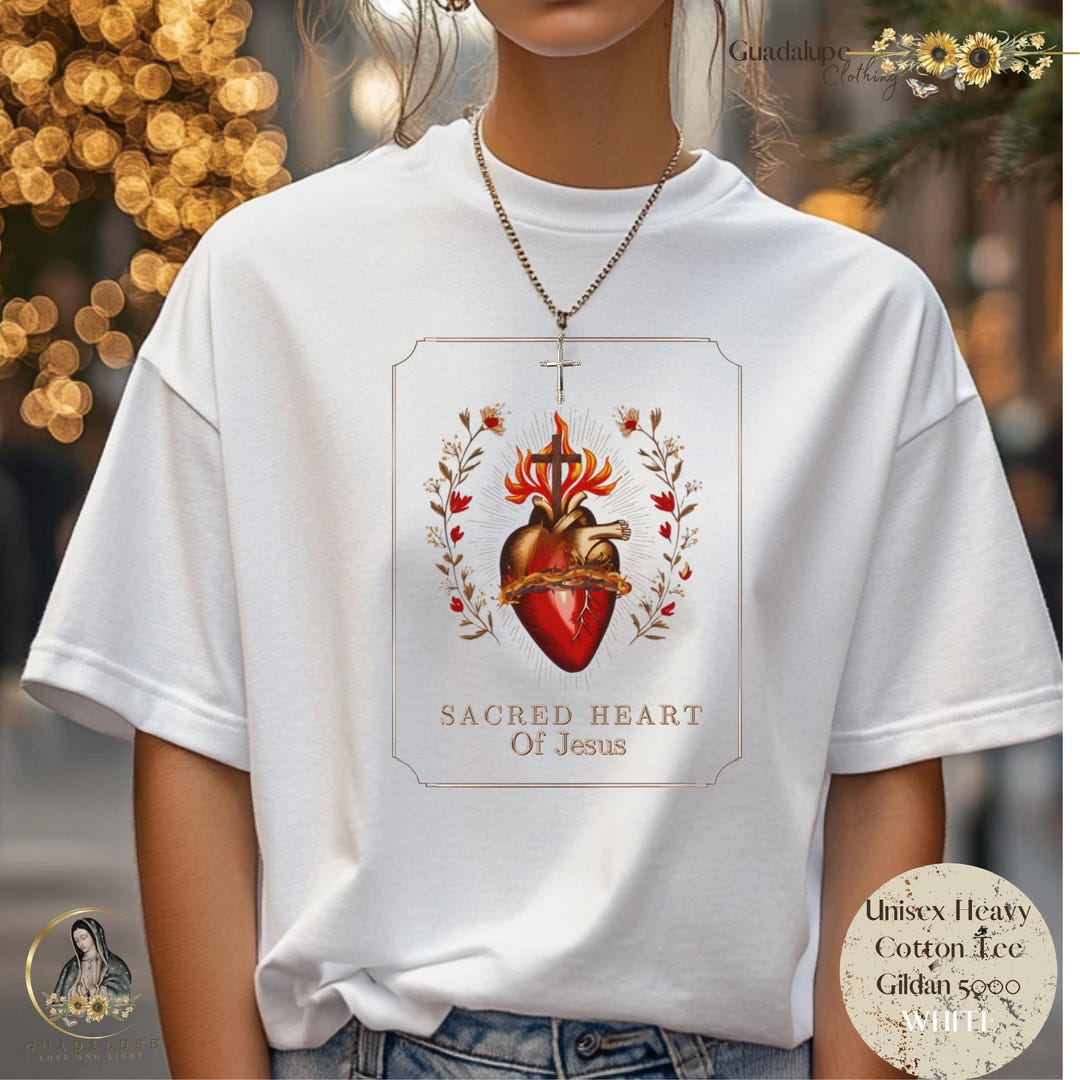 Vintage Sacred Heart of Jesus Tee: Boho Christian Unisex Wear - Etsy