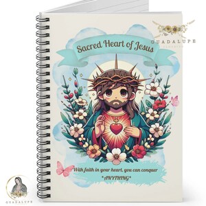 Sacred Heart of Jesus Spiral Notebook, Anime Cartoonish Art Fans Gifts ...