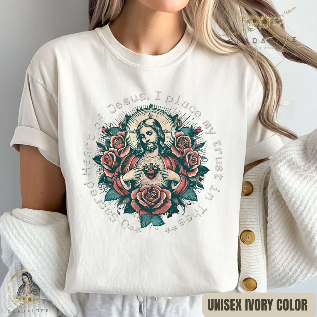Immaculate Heart of Jesu Tshirt, Religious Boho Style Comfort Colors ...