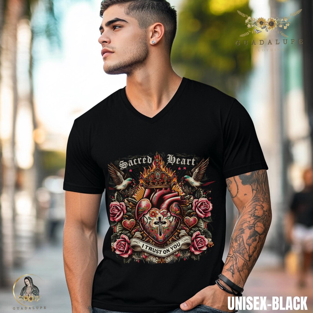 Jesus Sacred Heart T-shirt, Adult Devotional Gifts, Women Catholic T ...