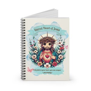 Sacred Heart of Jesus Spiral Notebook, Anime Cartoonish Art Fans Gifts ...