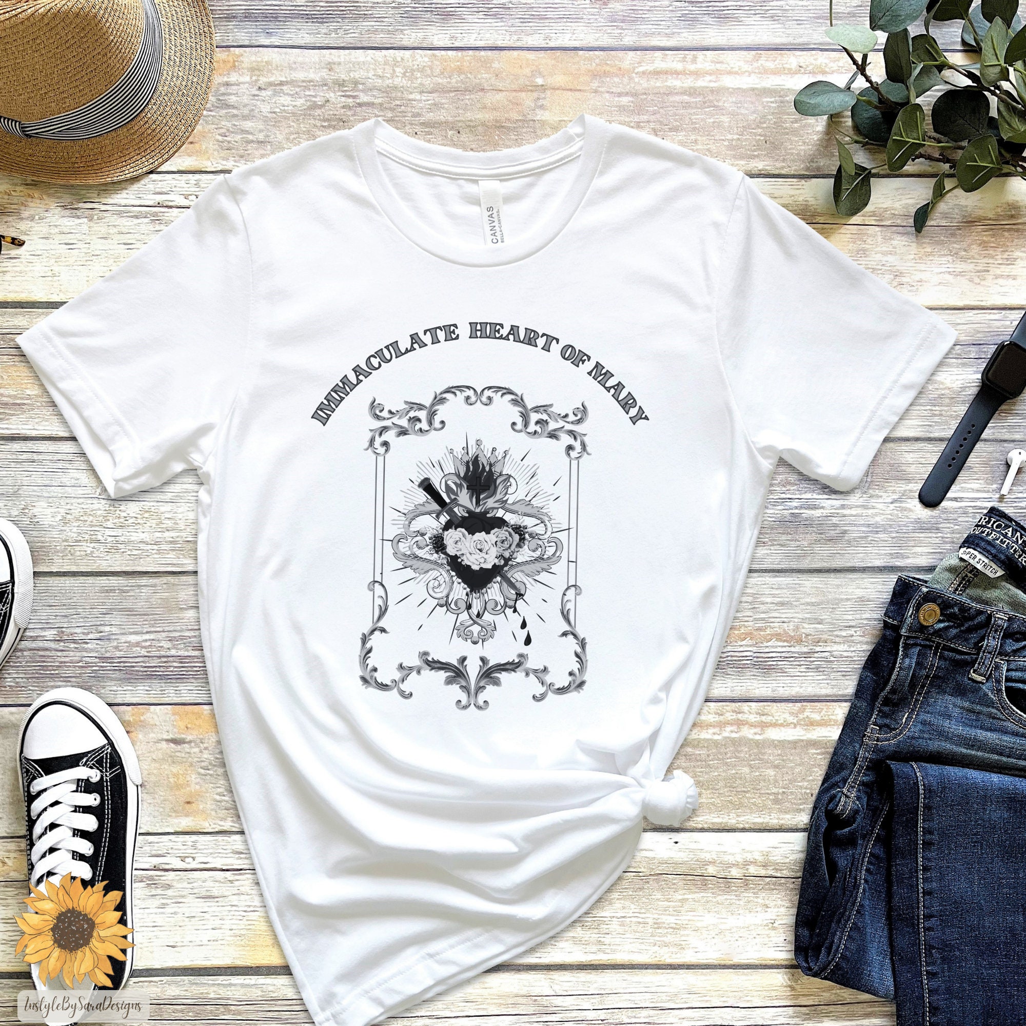 Immaculate Heart of Mary T Shirt Blessed Virgin Mary T-shirt - Etsy