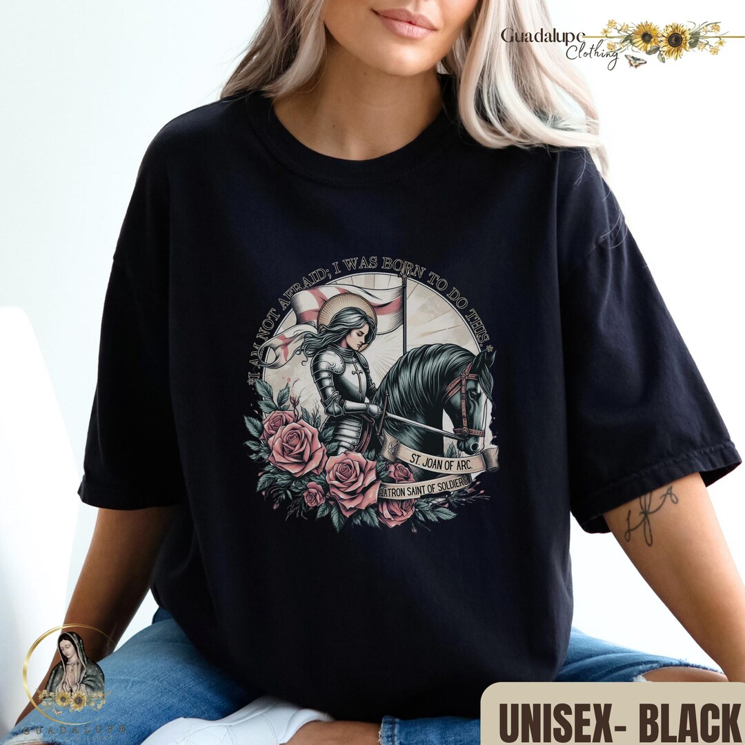 Vintage Boho Style St Joan of Arc Unisex Catholic Christian T-shirt ...