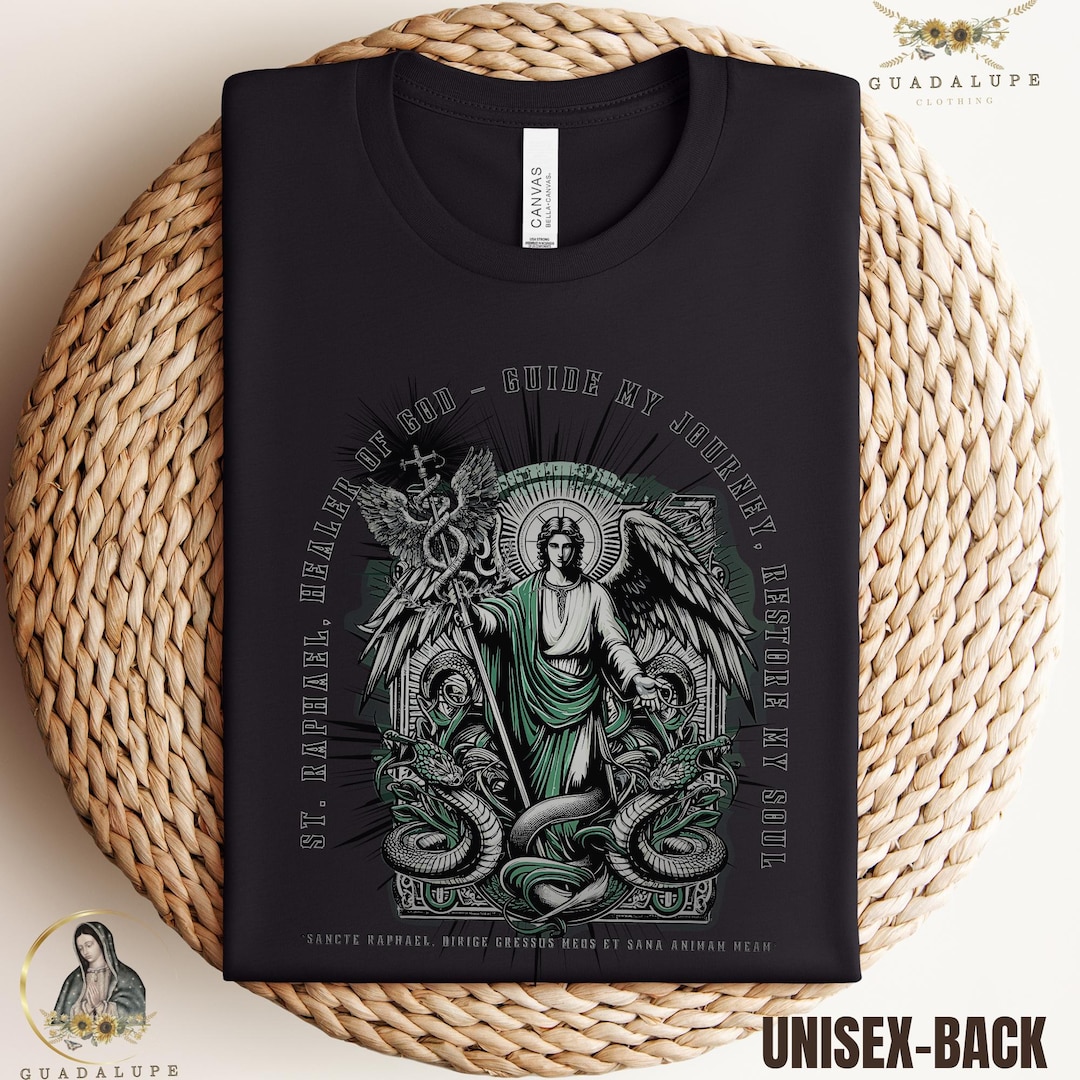 St. Raphael the Archangel Vintage Style Tee, Catholic Devotional Gift ...