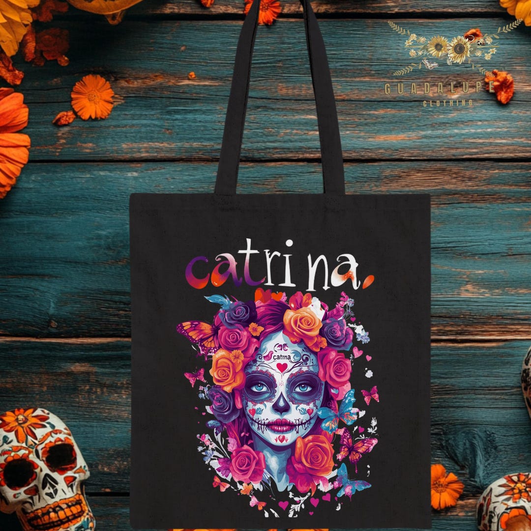Canvas Tote Bag Catrina Halloween Día De Los Muertos Gifts, Day of the ...
