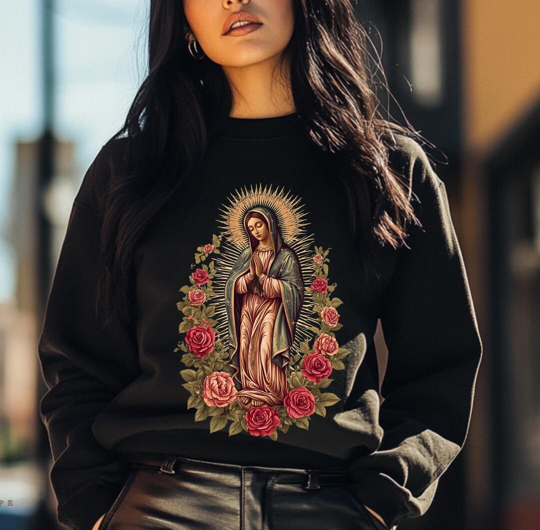 Vintage Style Guadalupe Catholic Crewneck Sweater, Religious-wear ...