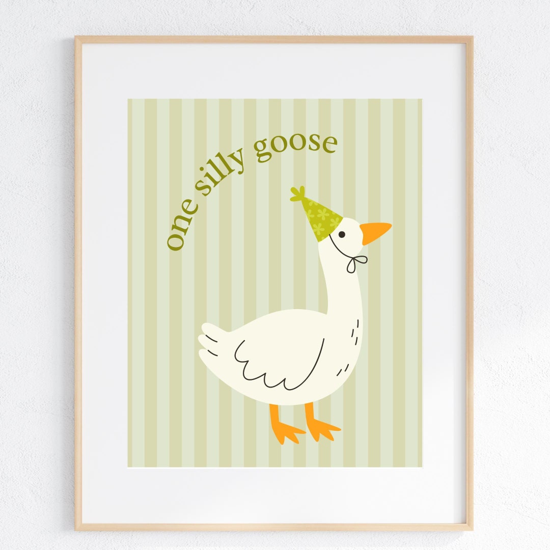 ONE SILLY GOOSE Green Digital Download Art First Birthday - Etsy