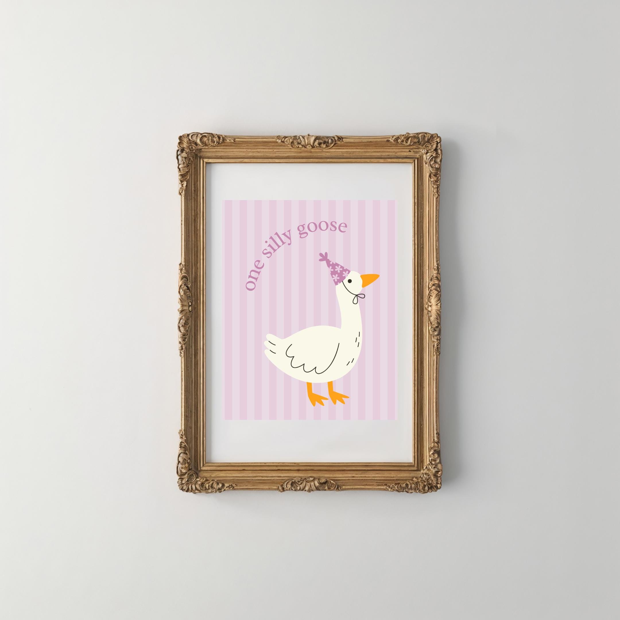 ONE SILLY GOOSE Pink Digital Download Art First Birthday - Etsy