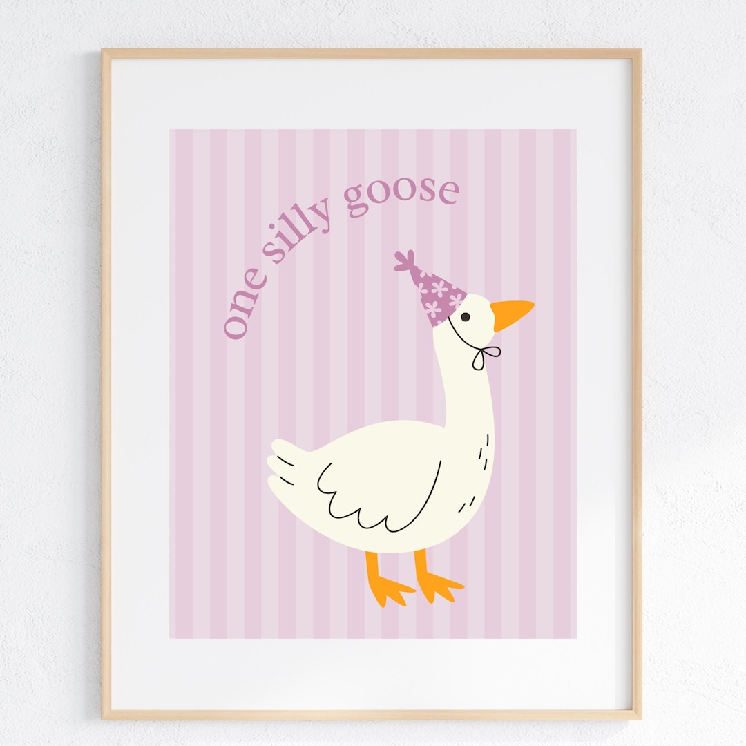 ONE SILLY GOOSE Pink Digital Download Art First Birthday - Etsy