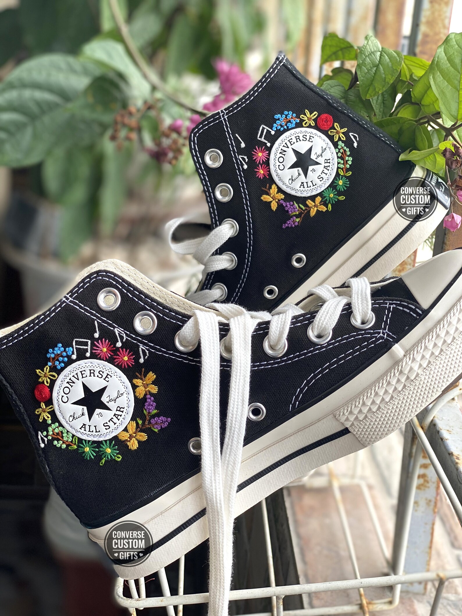 Converse Custom Floral Embroidery/ Embroidered Converse - Etsy