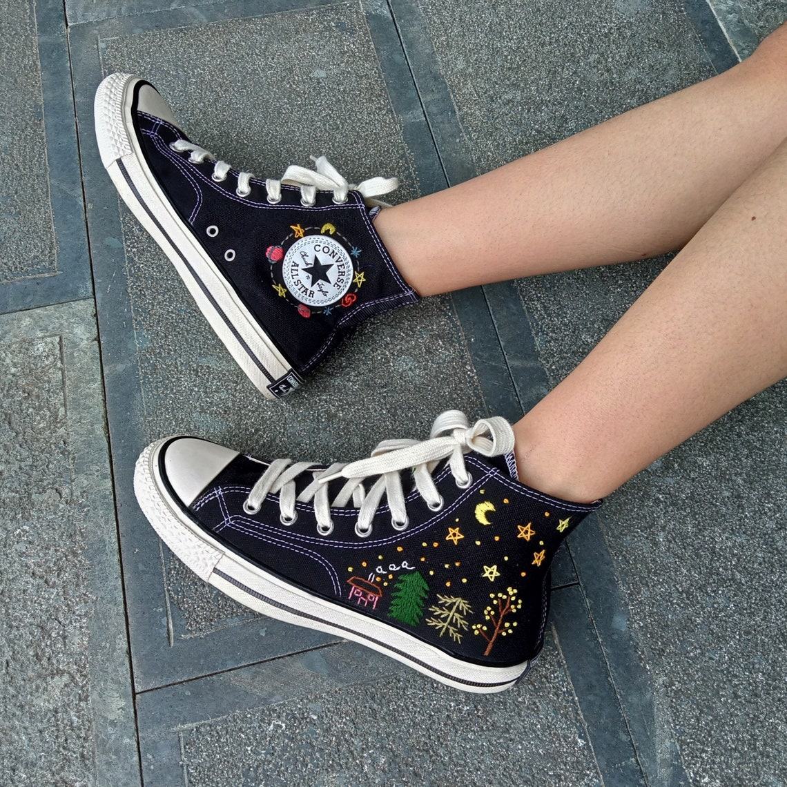 Converse Custom Shoes/ Hand Embroidered Converse/ Converse | Etsy