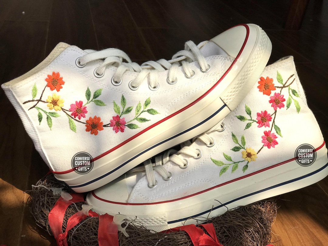 Embroidered Converse/ Converse Custom Flower Peach Blossom Embroidery ...