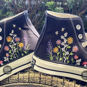 Embroidered Converse/ Converse Custom Flower and Mountains Embroidery ...