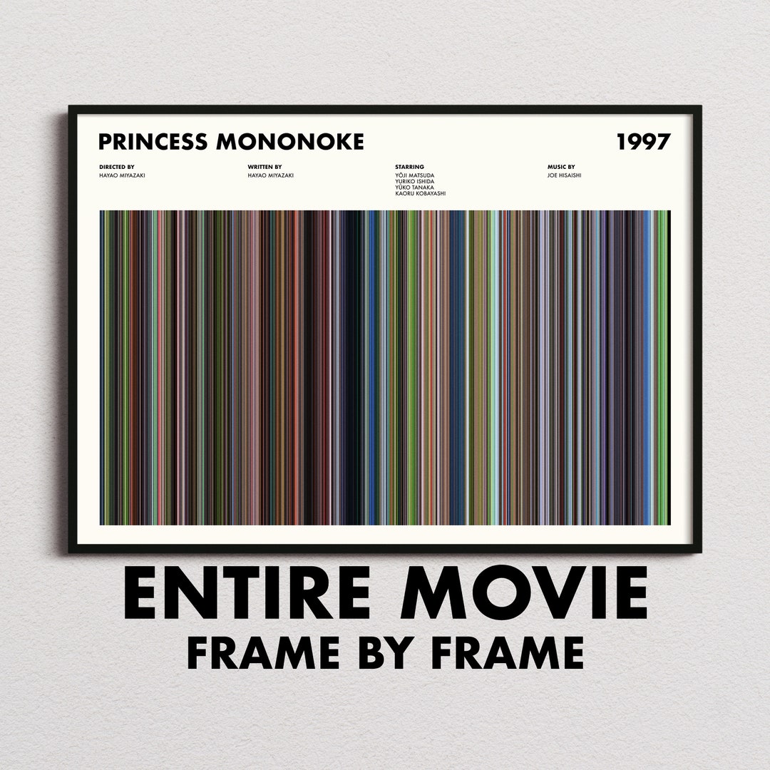 Princess Mononoke Movie Barcode Print, Princess Mononoke Print ...