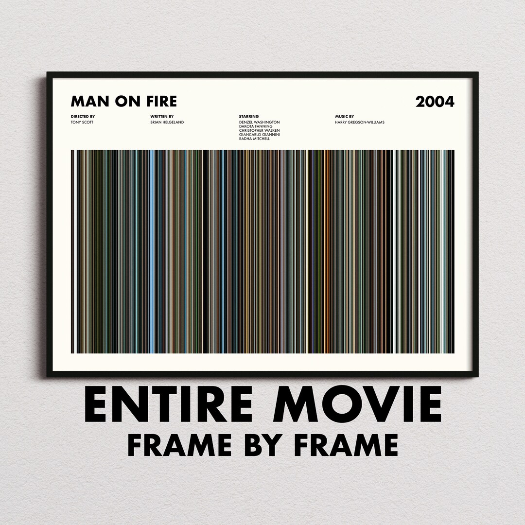 Man on Fire Movie Barcode Print, Man on Fire Movie Poster, Man on Fire ...