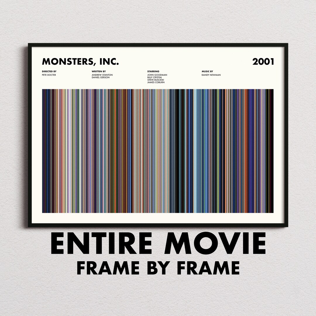 Monsters Inc Movie Barcode Print, Monsters Inc Print, Monsters Inc ...