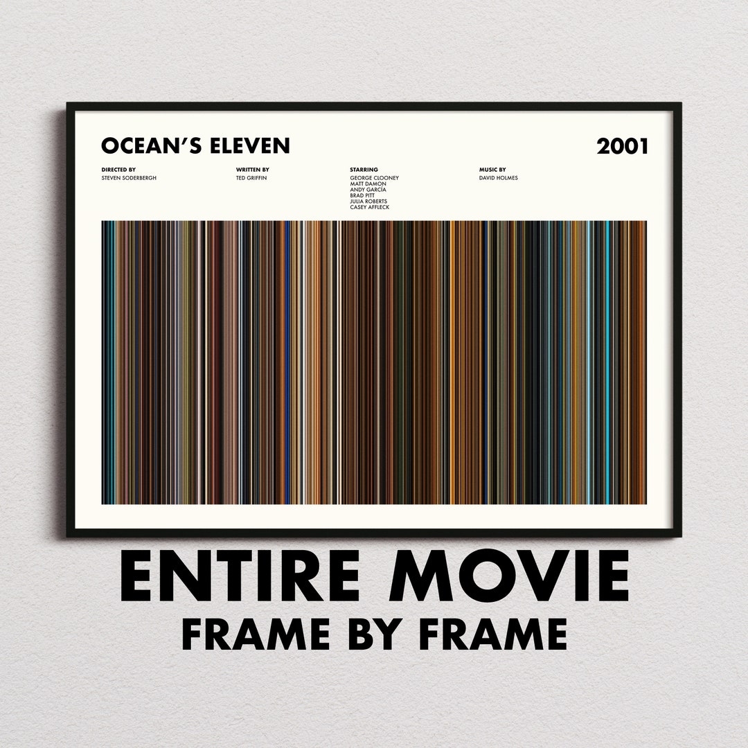 Oceans Eleven Movie Barcode Print, Oceans Eleven Print, Oceans Eleven ...