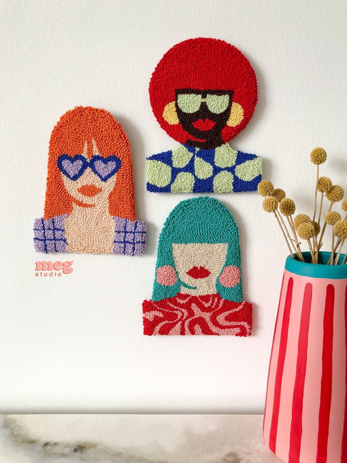 Punch Needle Wall Decor Punch Needle Wall Hanging Tufted - Etsy