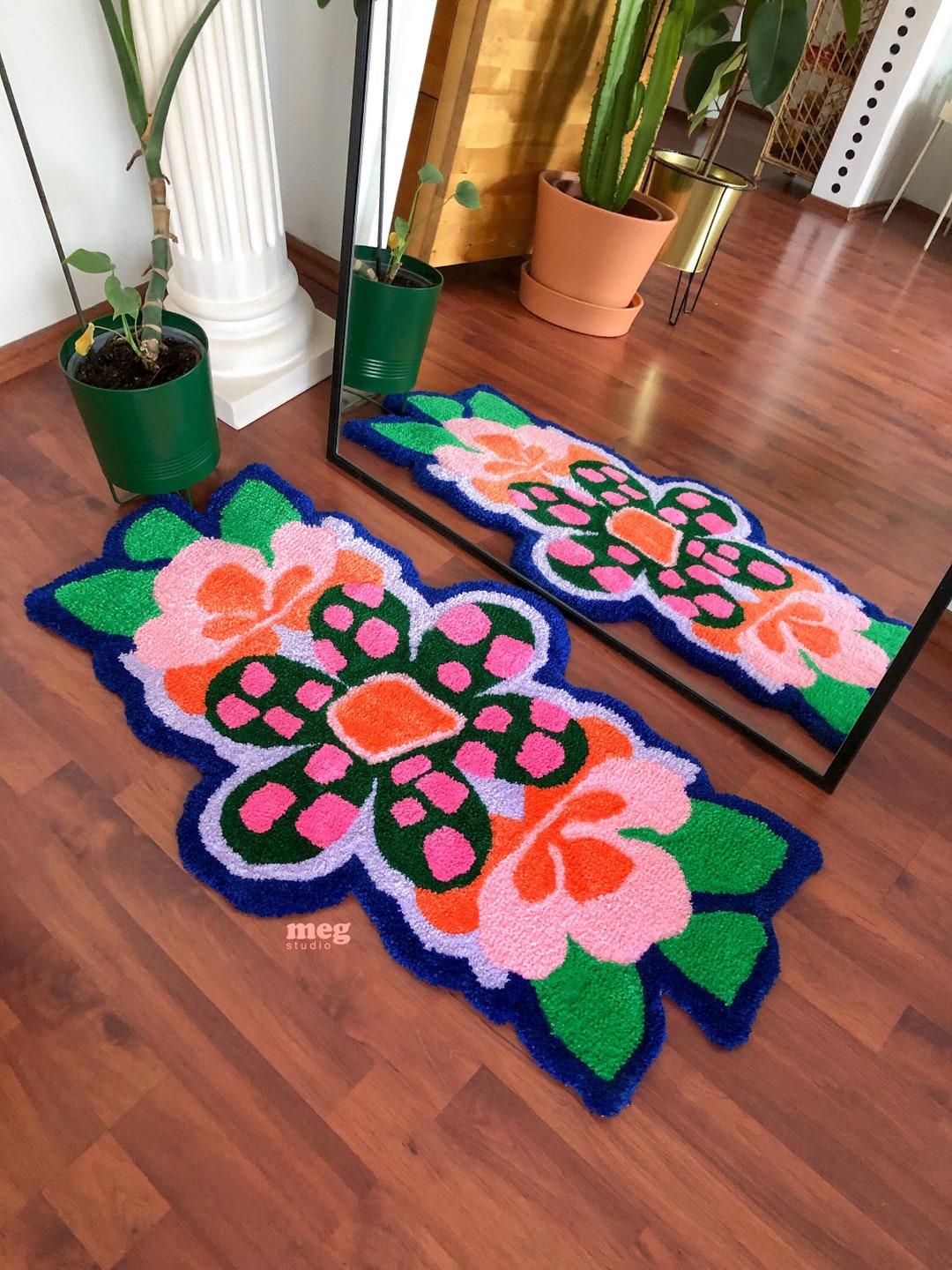 Handmade Tufted Flowers Rug: Contemporary Floral Carpet - Etsy