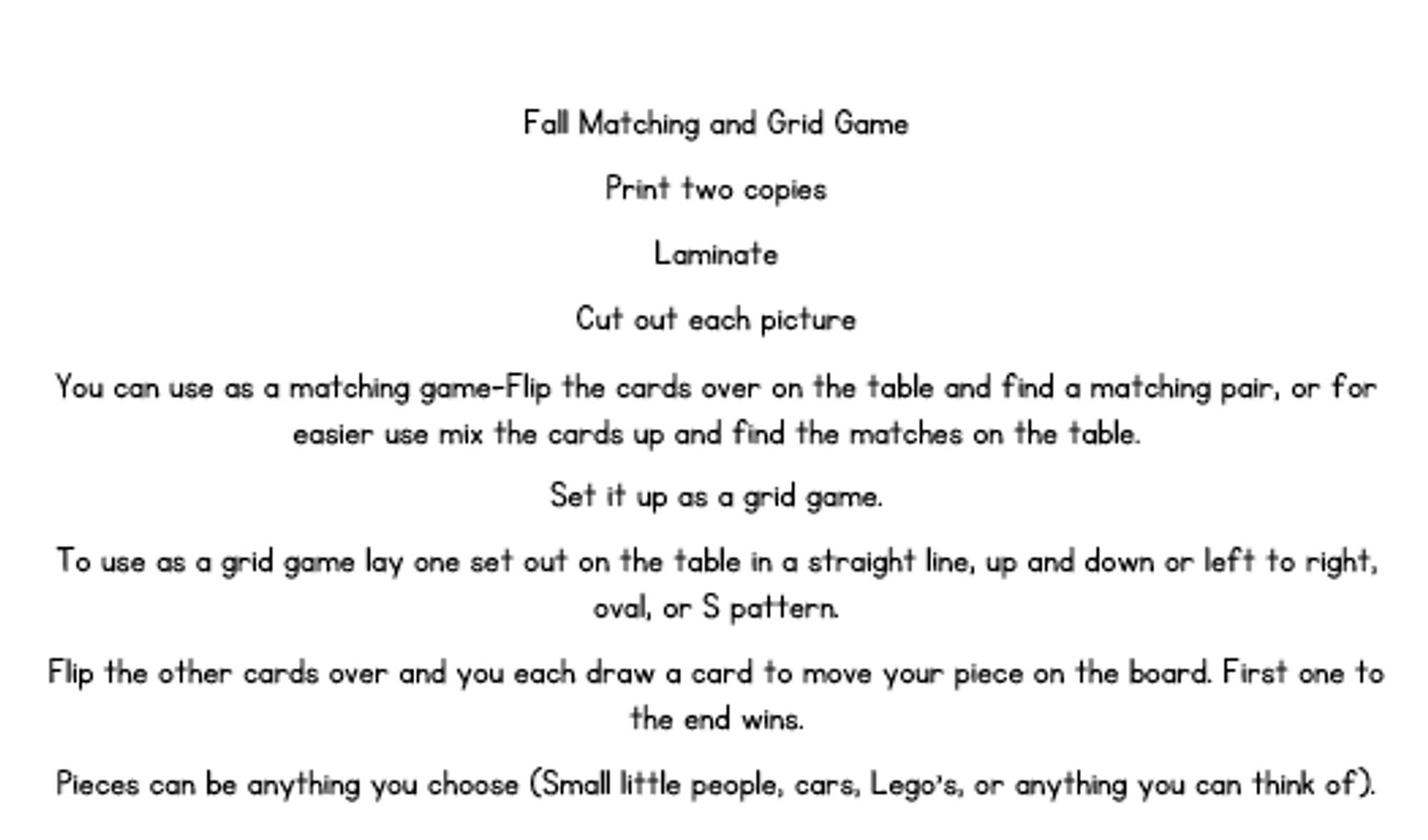 Fall Flashcards and Fall Matching/grid Game - Etsy