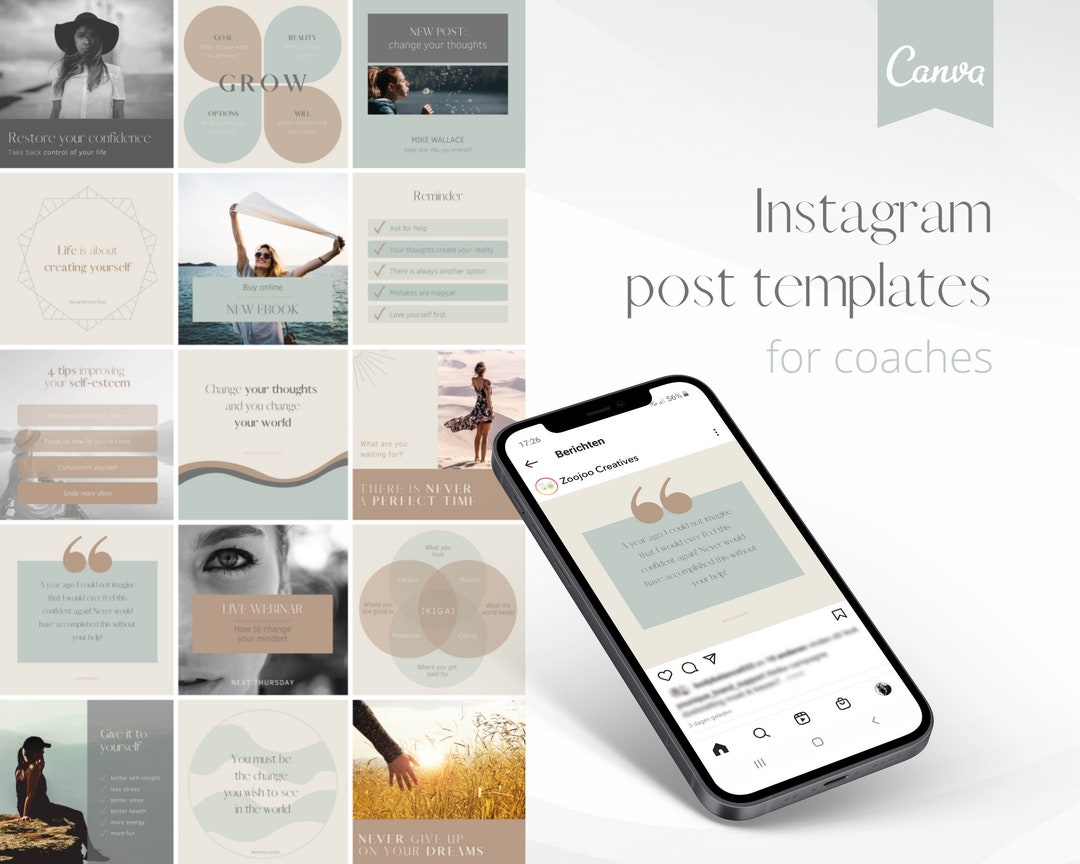 Instagram Template Set for Business, Canva Template, Instagram Posts ...