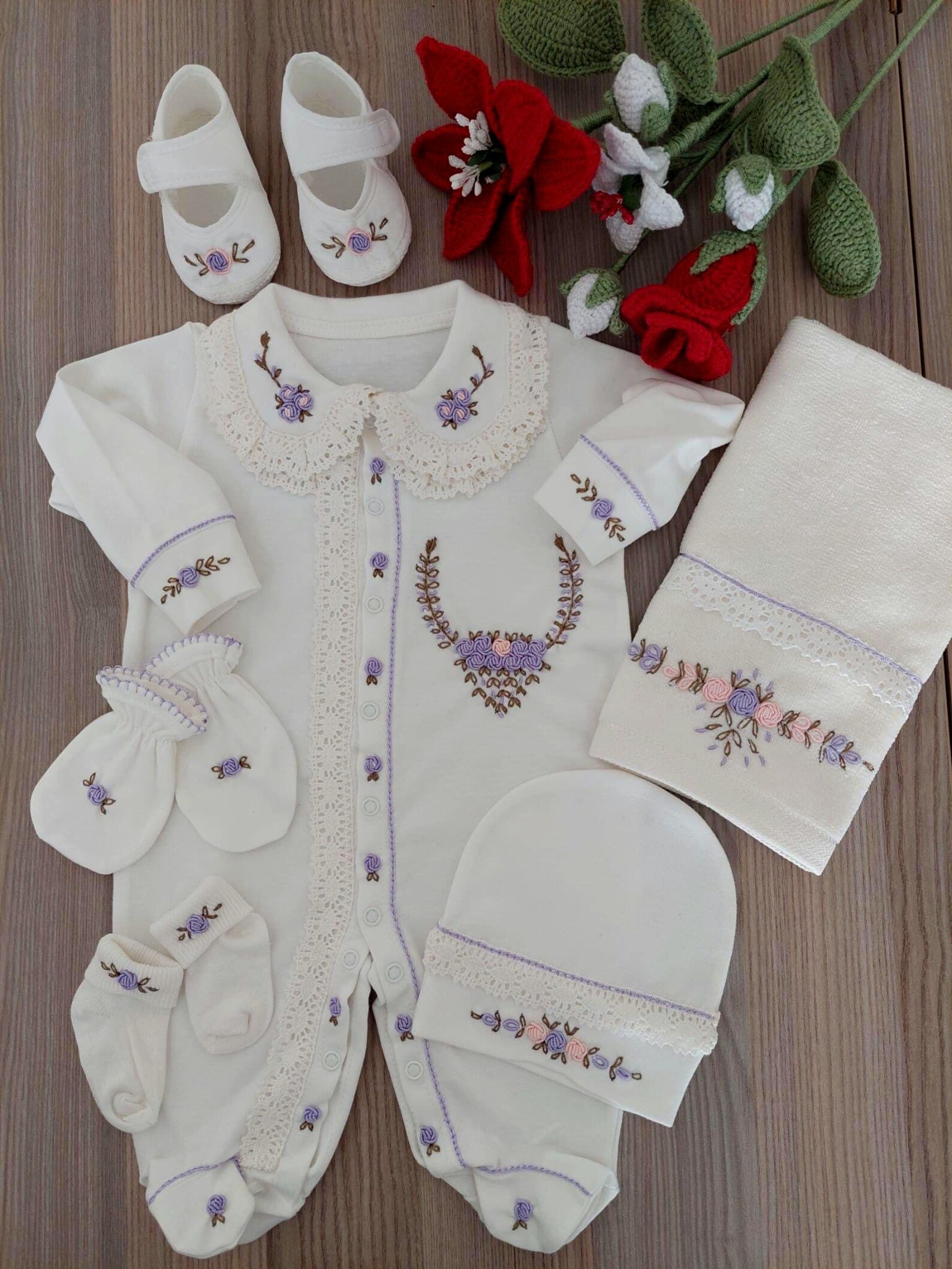 Personalized Newborn Outfit With Embroidered Handwork, Gift With Hand ...