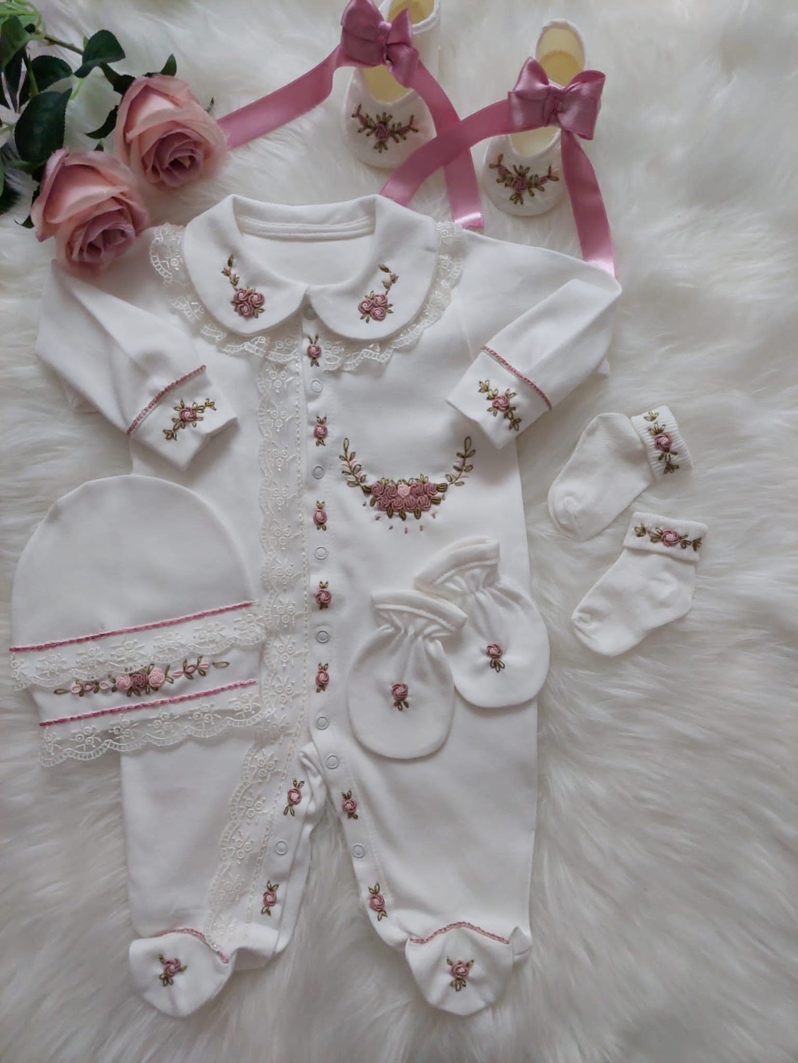 Personalized Newborn Outfit With Embroidered Handwork, Gift With Hand ...