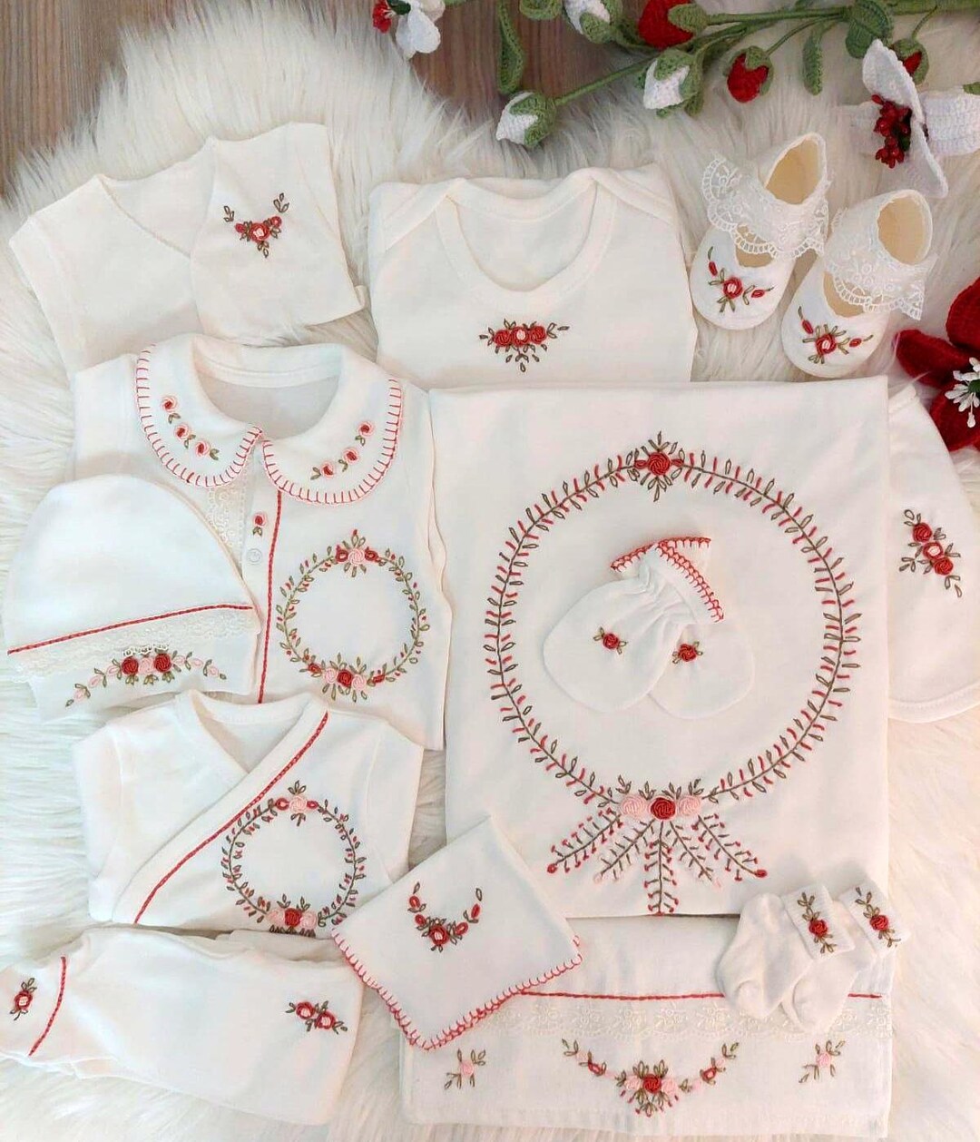 Personalized Newborn Outfit With Embroidered Handwork, Gift With Hand ...
