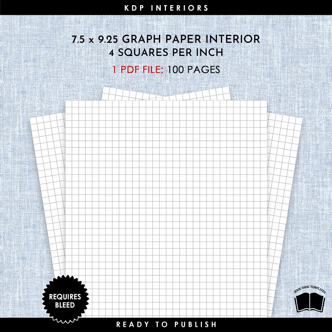 7.5 X 9.25 Graph Paper With 4 Squares per Inch Interior Has a 100 Page ...
