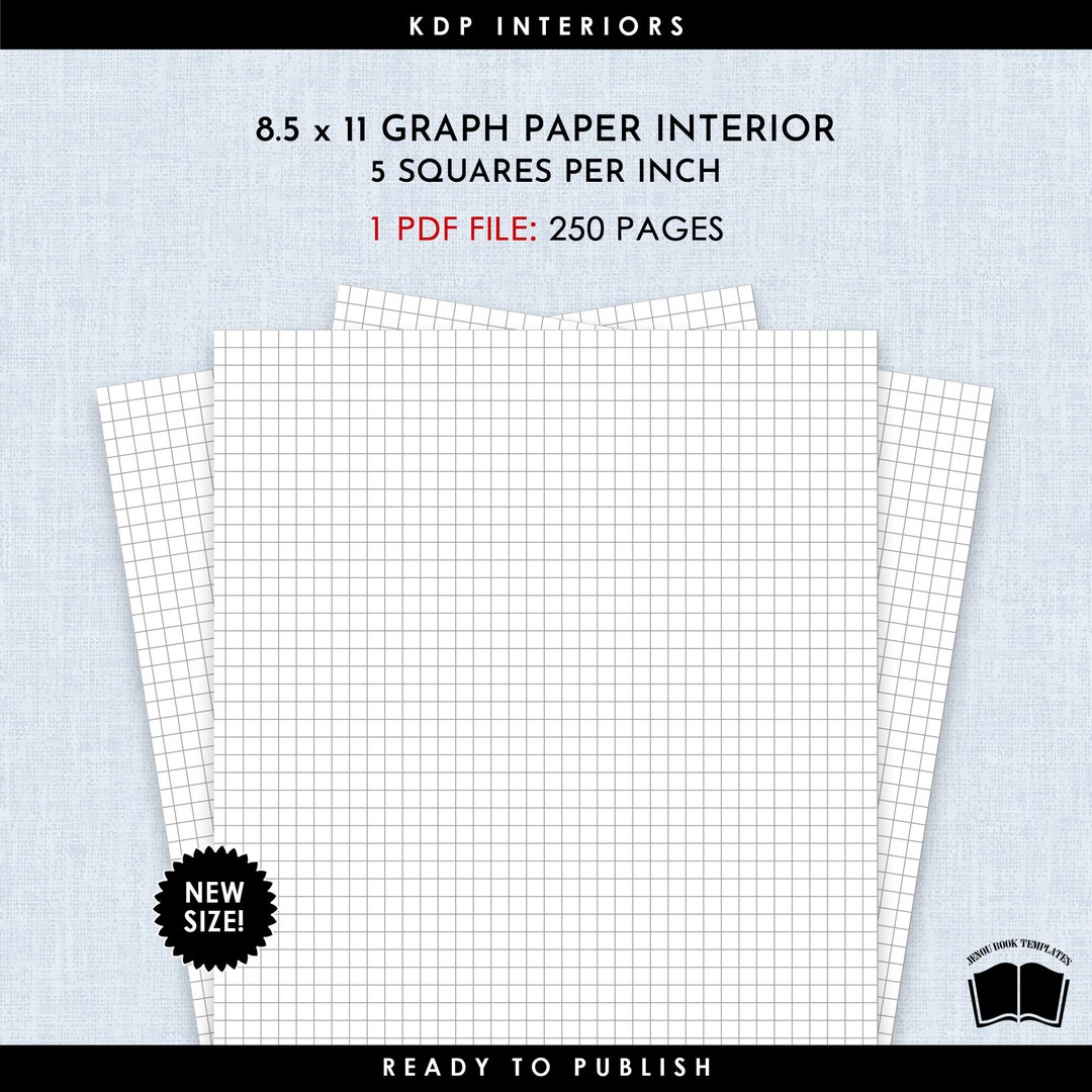 8.5 X 11 Graph Paper With 5 Squares per Inch Interior Has a 250 Page ...