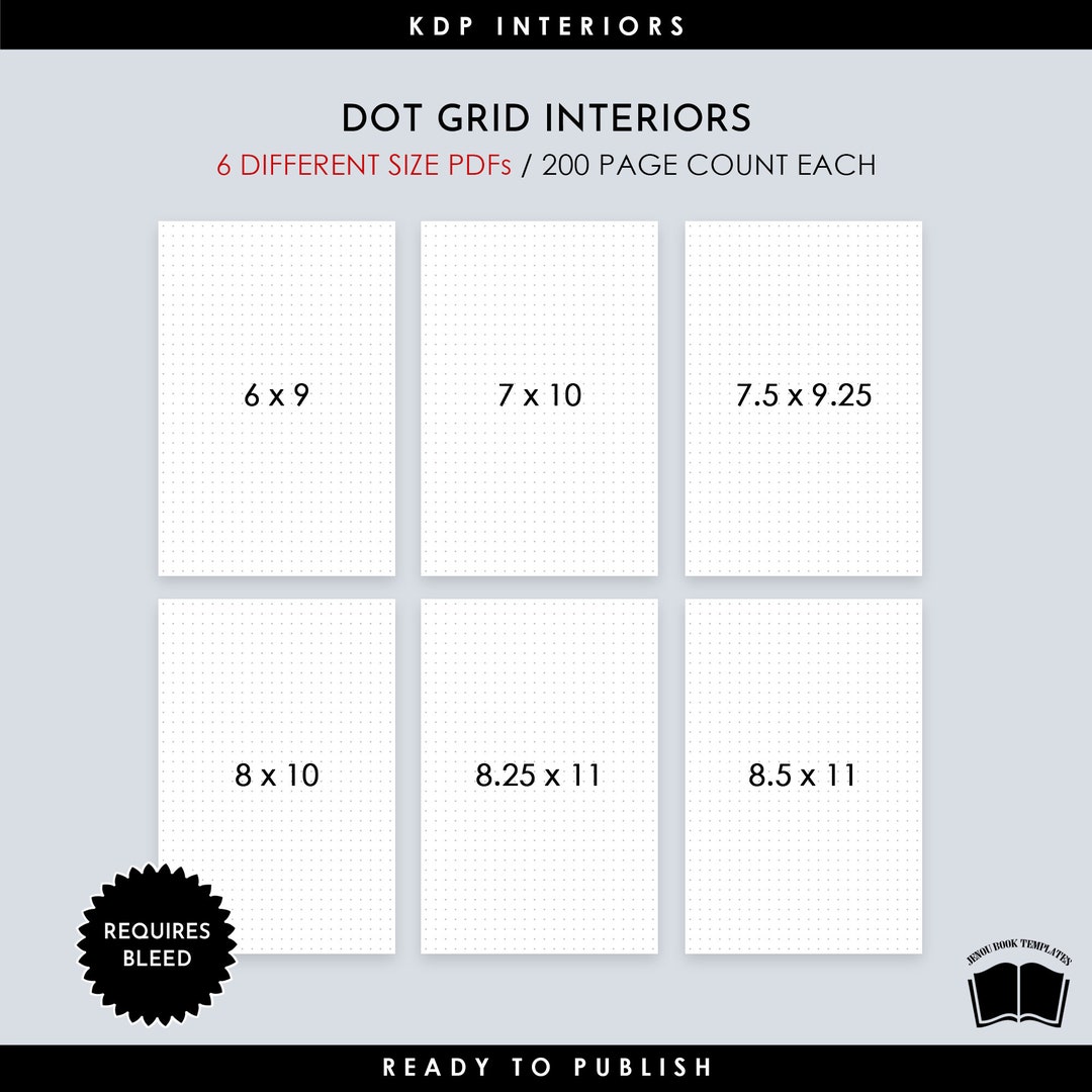 Dot Grid Interiors in 200 Page Count and 6 Different Sizes, Dot Grid ...