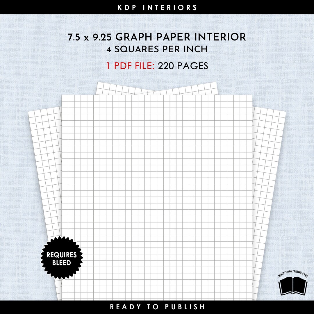 7.5 X 9.25 Graph Paper With 4 Squares per Inch Interior Has a 220 Page ...