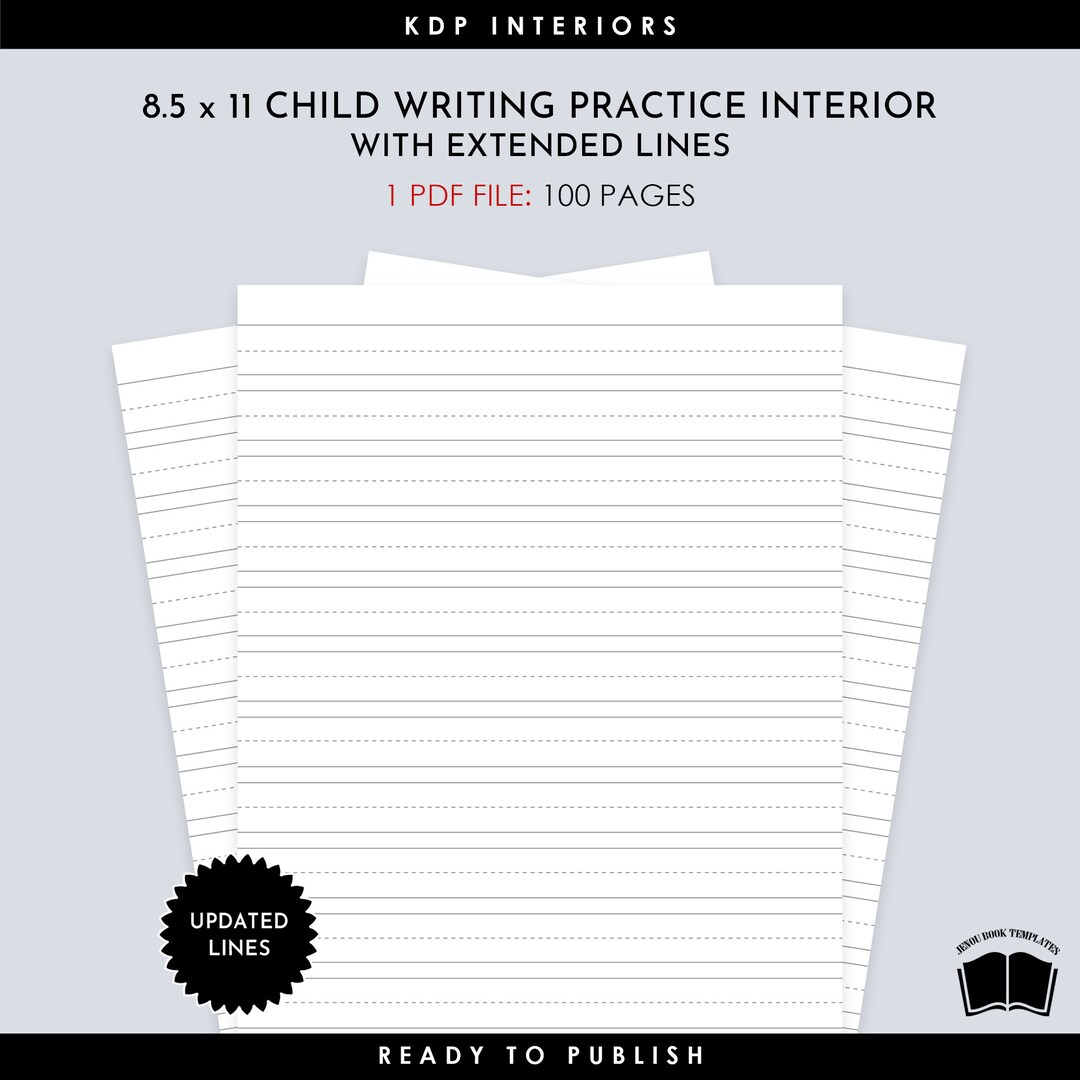 Children's 8.5 X 11 Writing Practice Notebook Interior in 100 Page ...