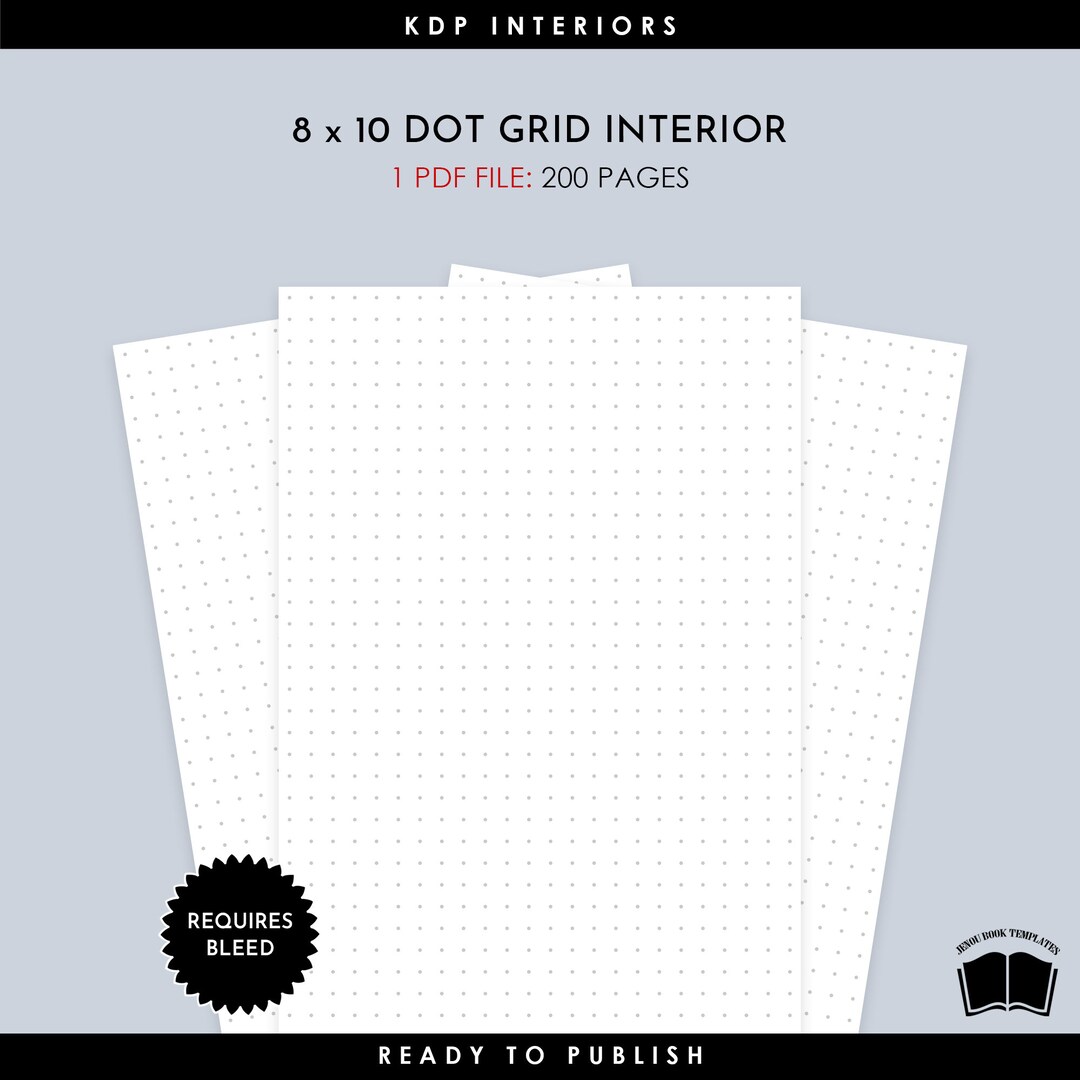 8 X 10 Dot Grid Interior in 200 Page Count, KDP Low Content Dot Grid ...