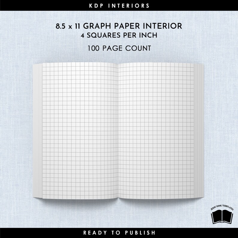 8.5 X 11 Graph Paper With 4 Squares per Inch Interior Has a 100 Page ...