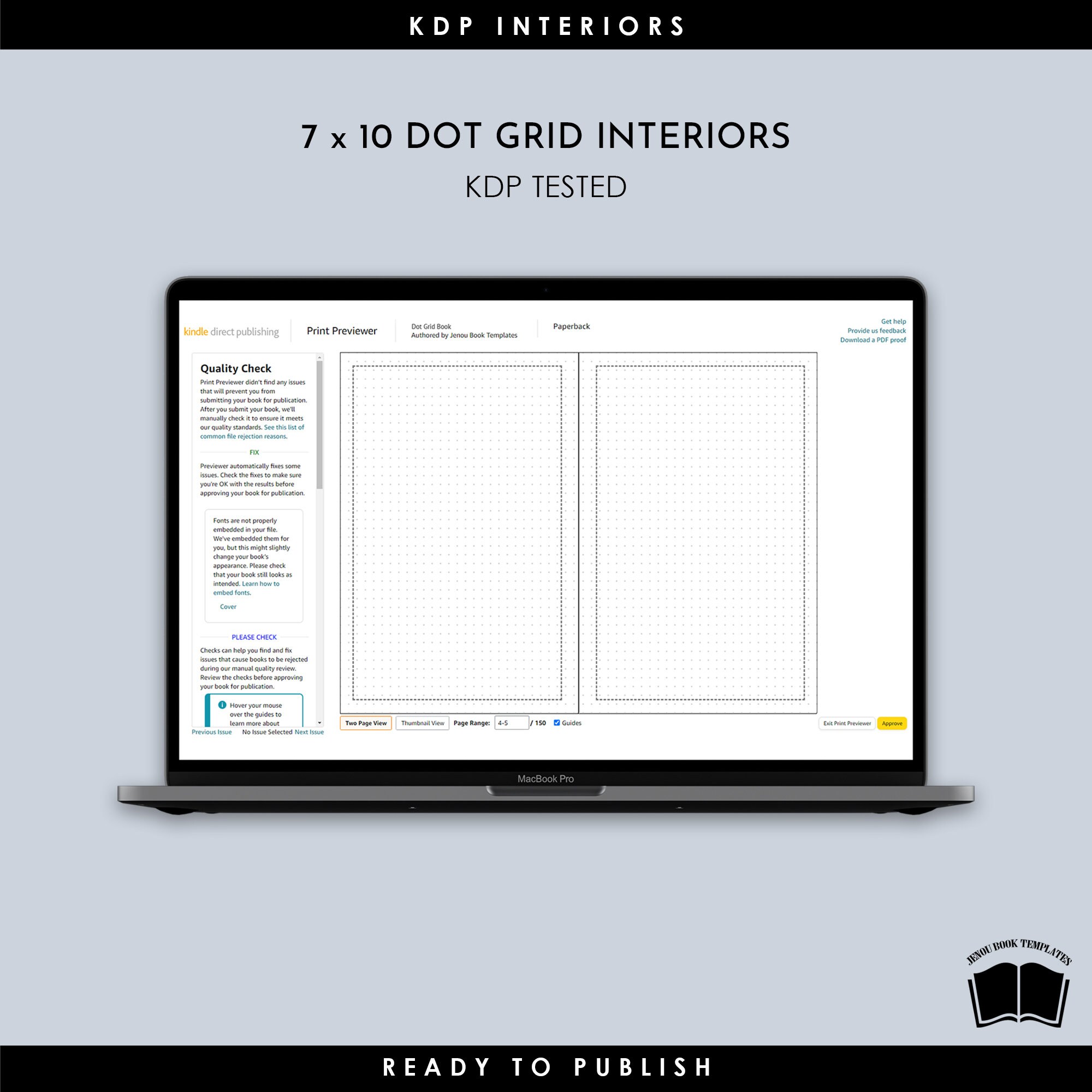 7 X 10 Dot Grid Interiors in 5 Different Page Counts, KDP Dot Grid ...