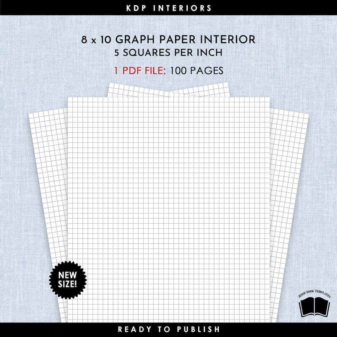 8 X 10 Graph Paper With 5 Squares per Inch Interior Has a 100 Page ...