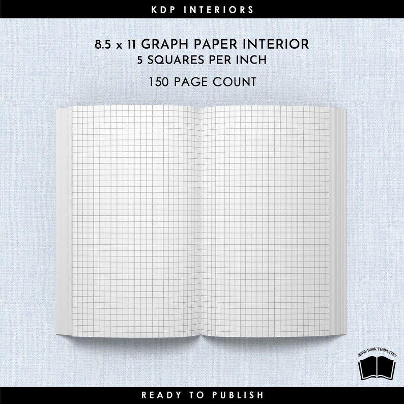 8.5 X 11 Graph Paper With 5 Squares per Inch Interior Has a 150 Page ...