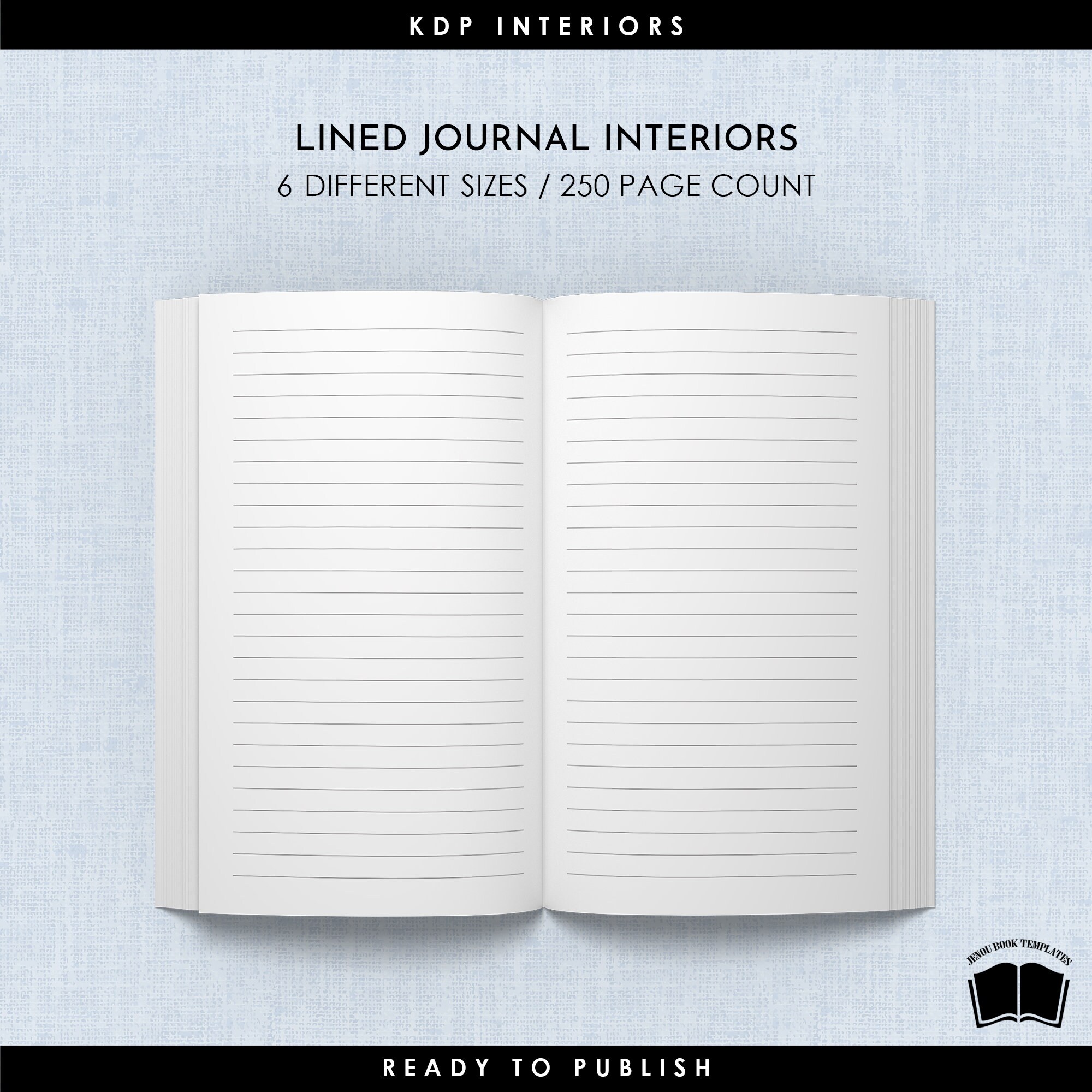 Lined Journal Interiors in 250 Page Count and 6 Different Sizes, Ready ...