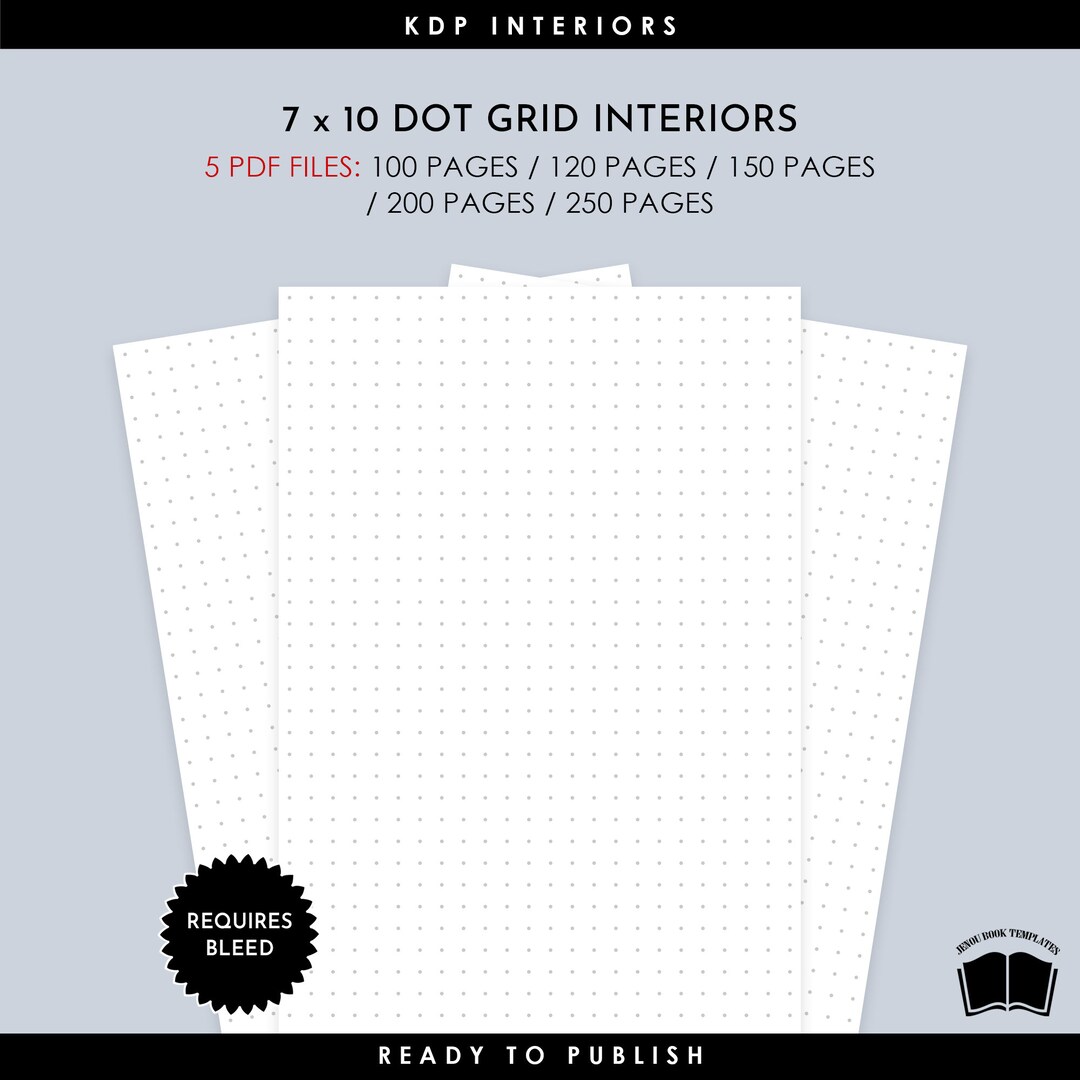 7 X 10 Dot Grid Interiors in 5 Different Page Counts, KDP Dot Grid ...